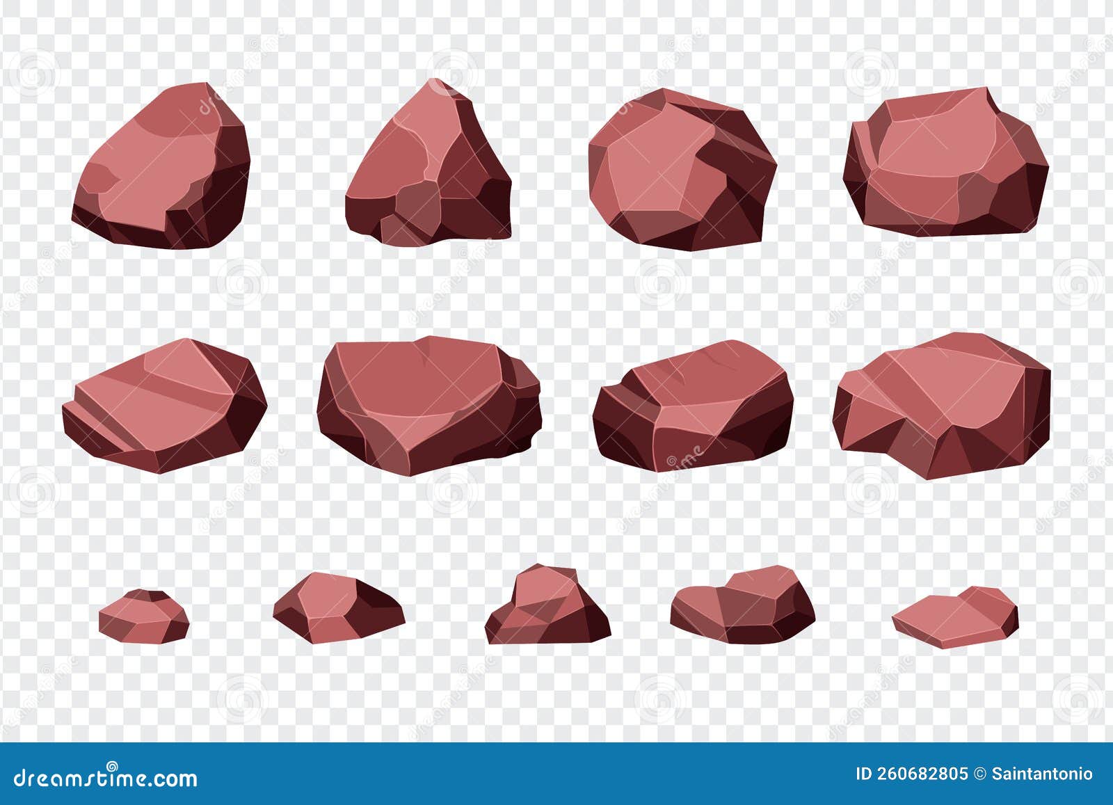 Rock and Stones Set. Different Shape Ore Boulder Collection Stock ...