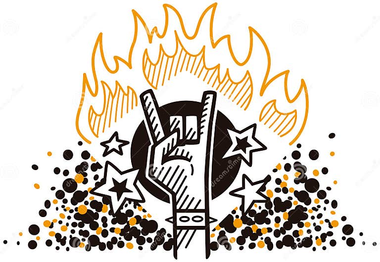 Rock symbol in fire stock vector. Illustration of shake - 57889215
