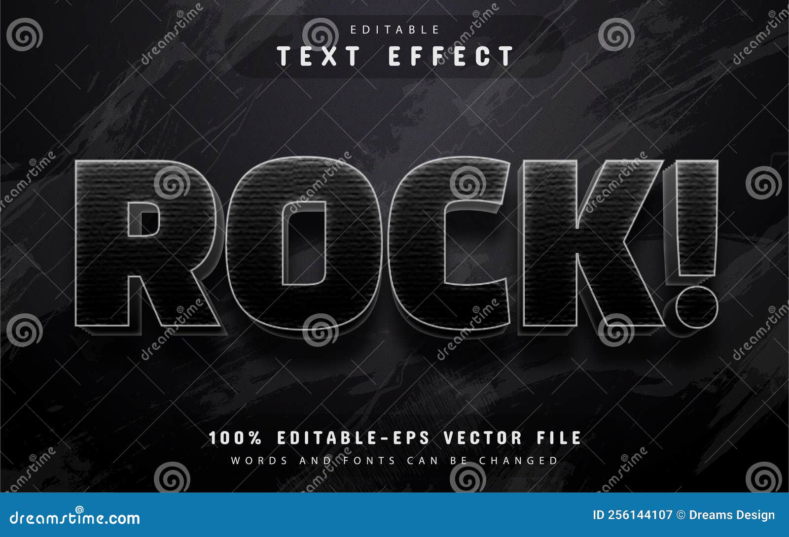 Rock text effect editable stock vector. Illustration of fantasy - 256144107