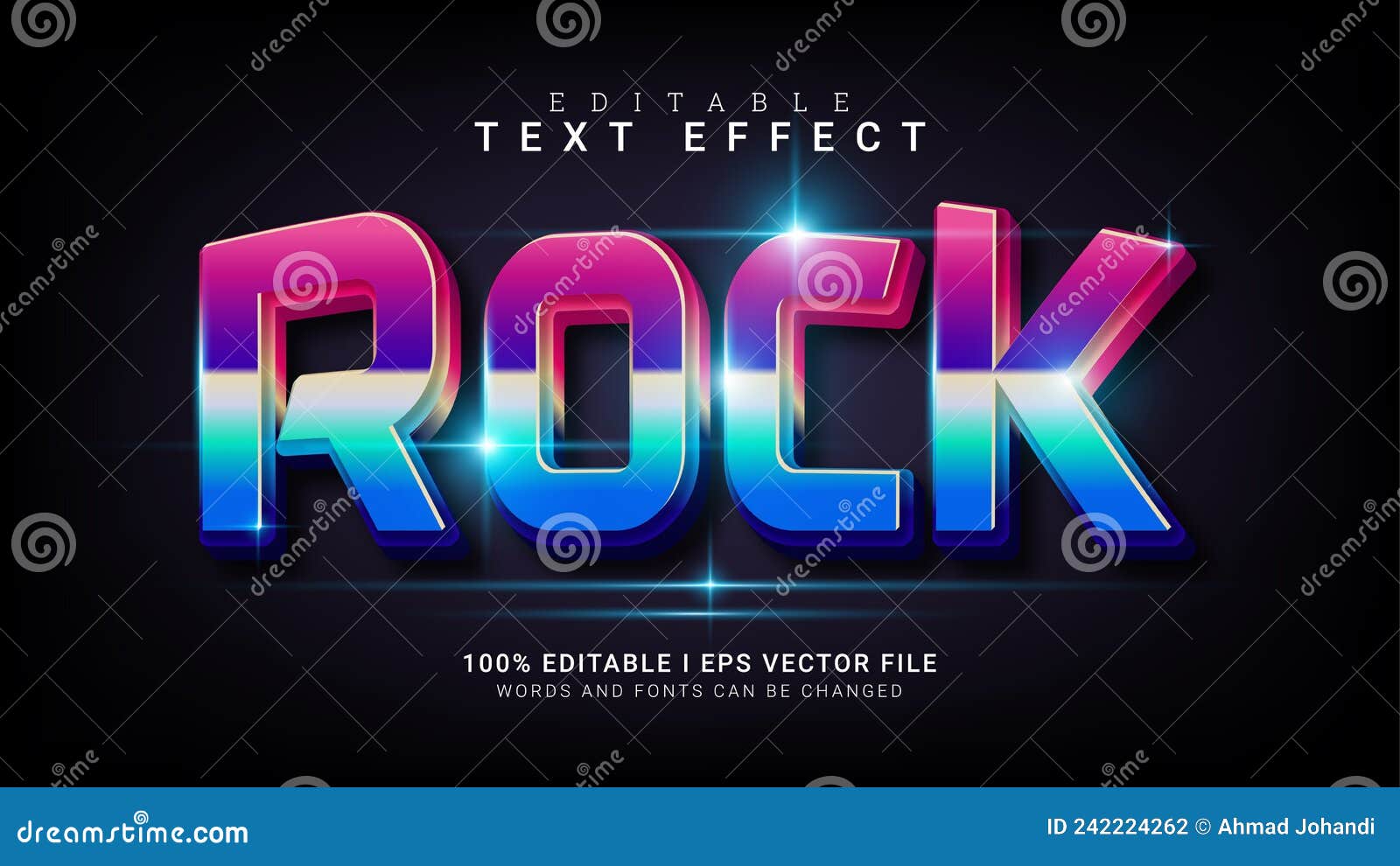 Rock Text Effect Vector Illustration Stock Vector - Illustration of ...