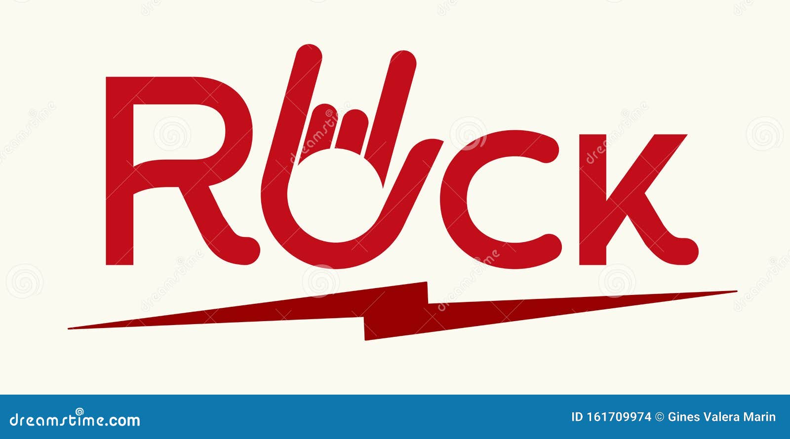Rock Text with Hand Gesture. Isolated and Plain Stock Vector ...