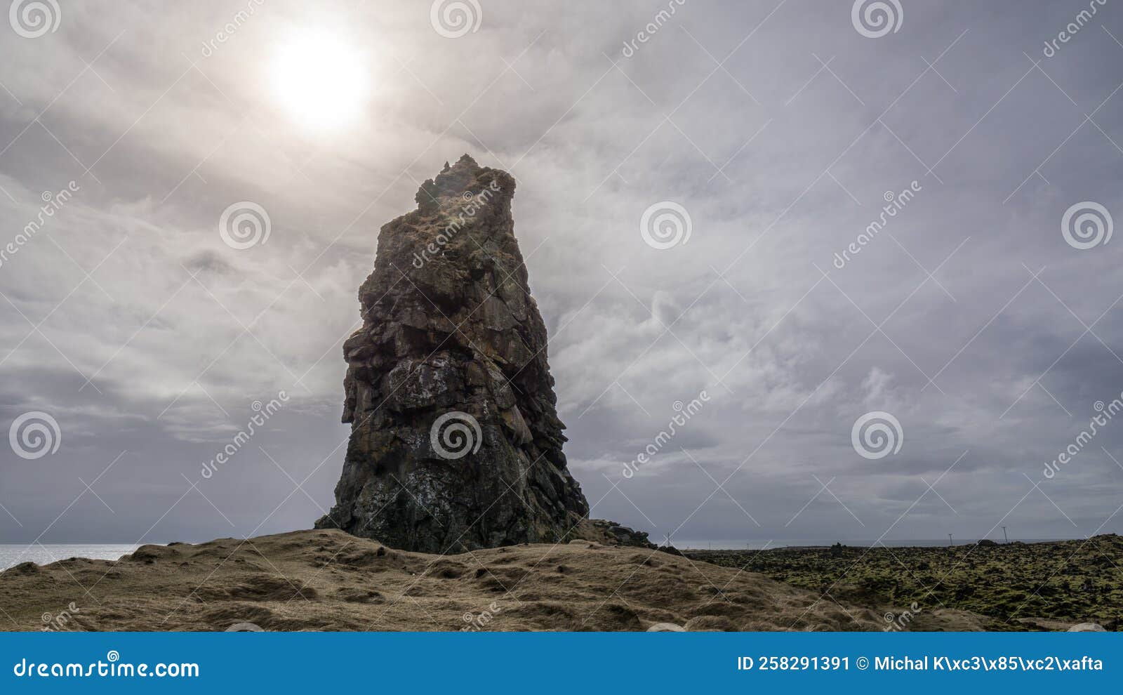 Rock Tower on the Beach of Iceland Stock Image - Image of rock ...