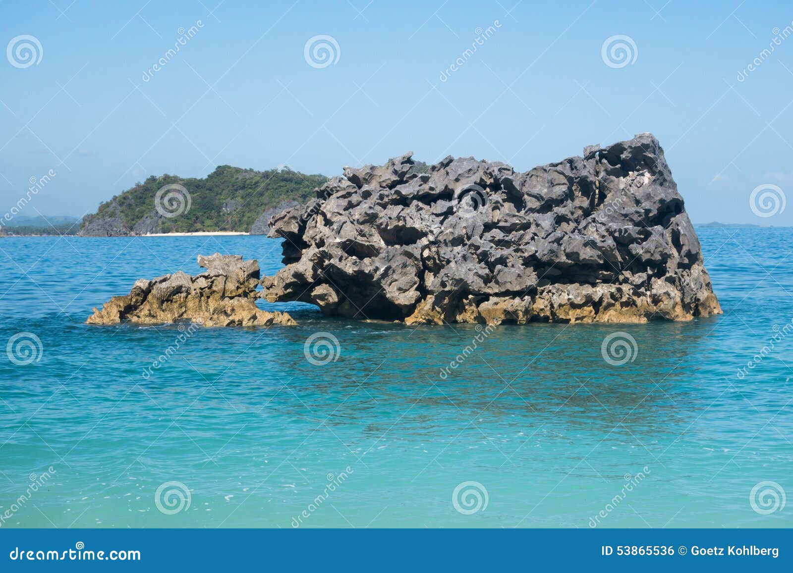 Rock in the tropical sea stock photo. Image of landscape - 53865536