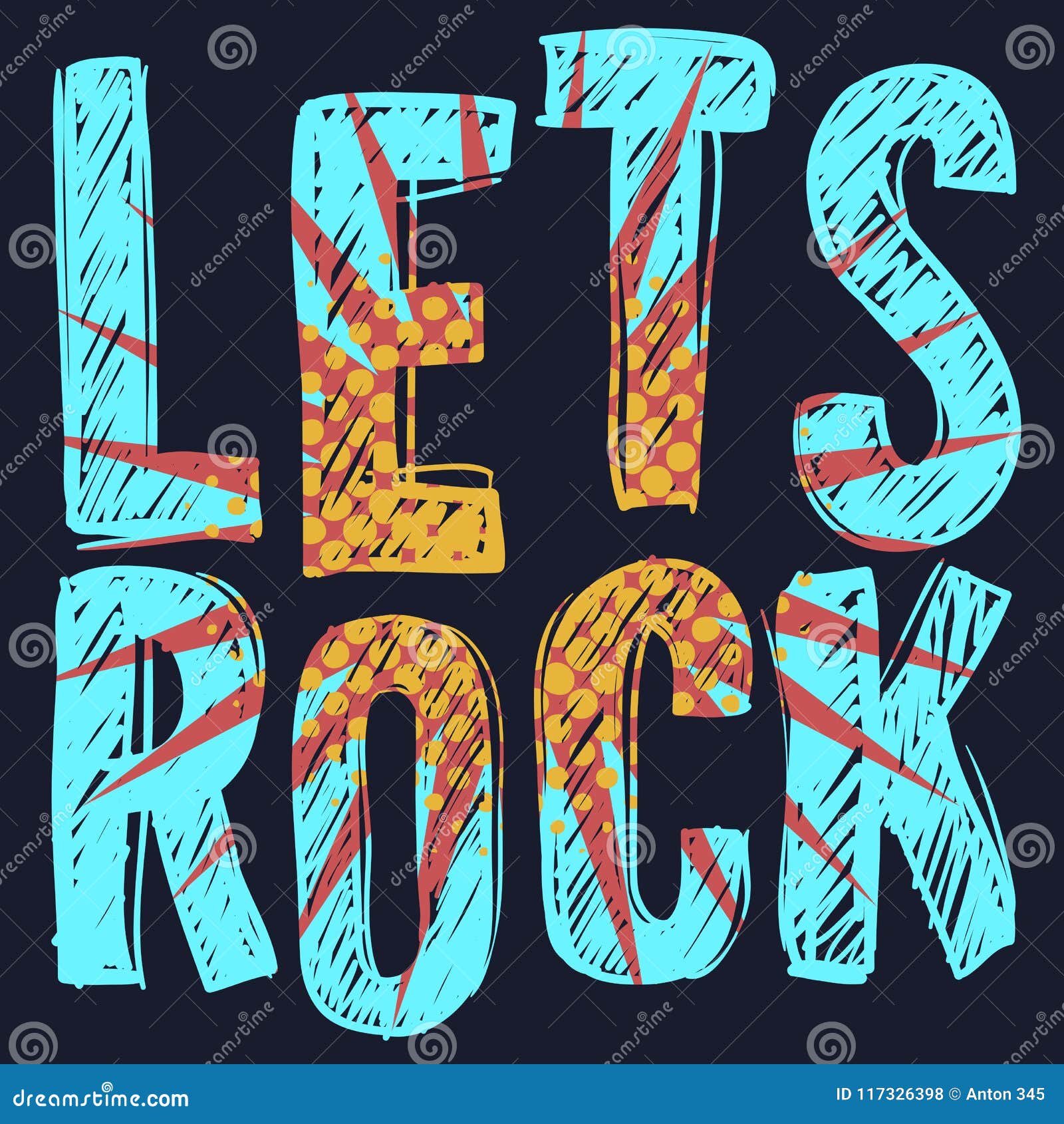 Rock Vector Type Design with Scribbled Letter Characters. Stock Vector ...