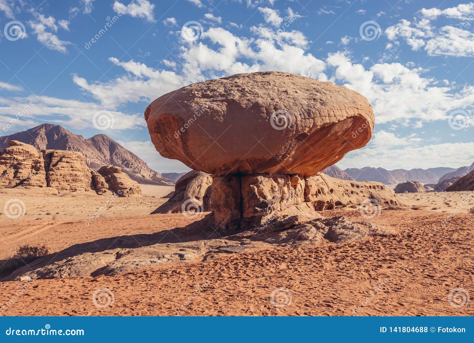 Rock in Wadi Rum valley stock photo. Image of kingdom - 141804688