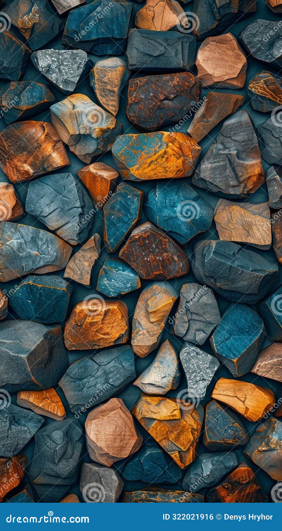 A Rock Wall Displaying an Array of Differently Colored Rocks Arranged ...