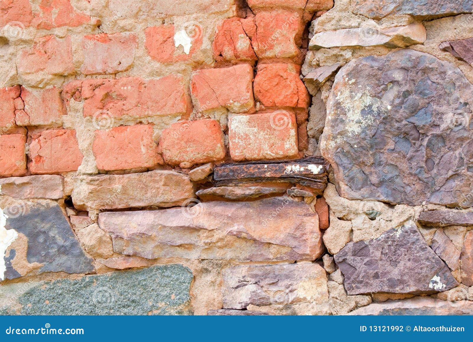 Rock Wall Fixed with Bricks Stock Photo - Image of natural, wall: 13121992