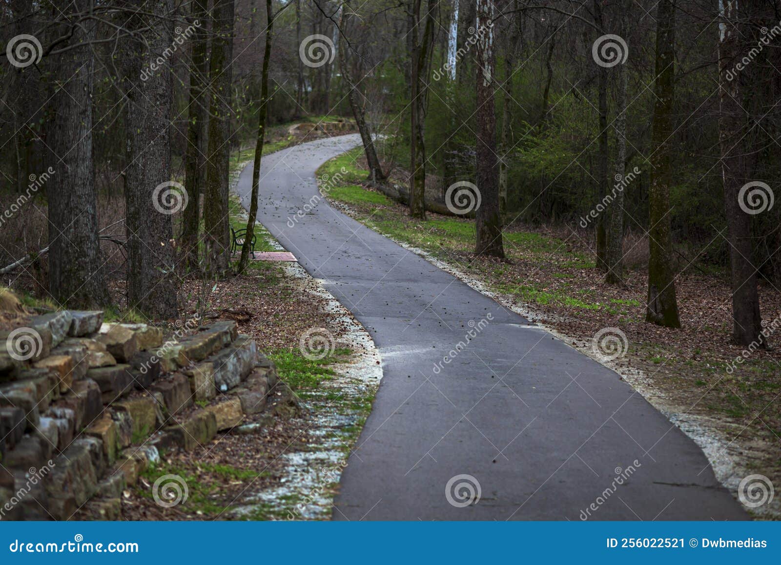 Rock wall and path stock image. Image of green, outside - 256022521