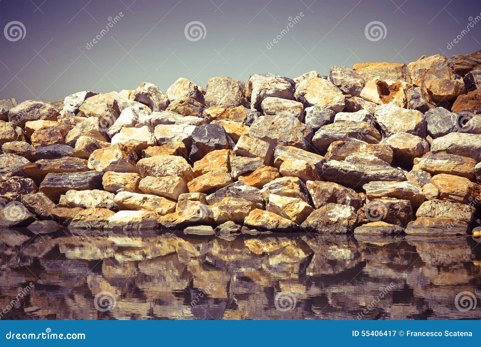 Rock Wall Protection from the Waves Stock Image - Image of concept ...