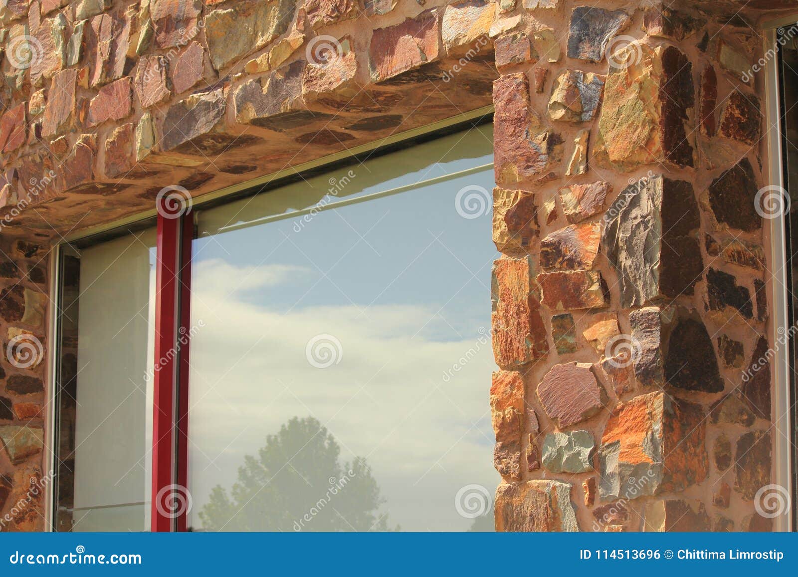 Rock Wall and Reflection on the Window Stock Photo - Image of next ...