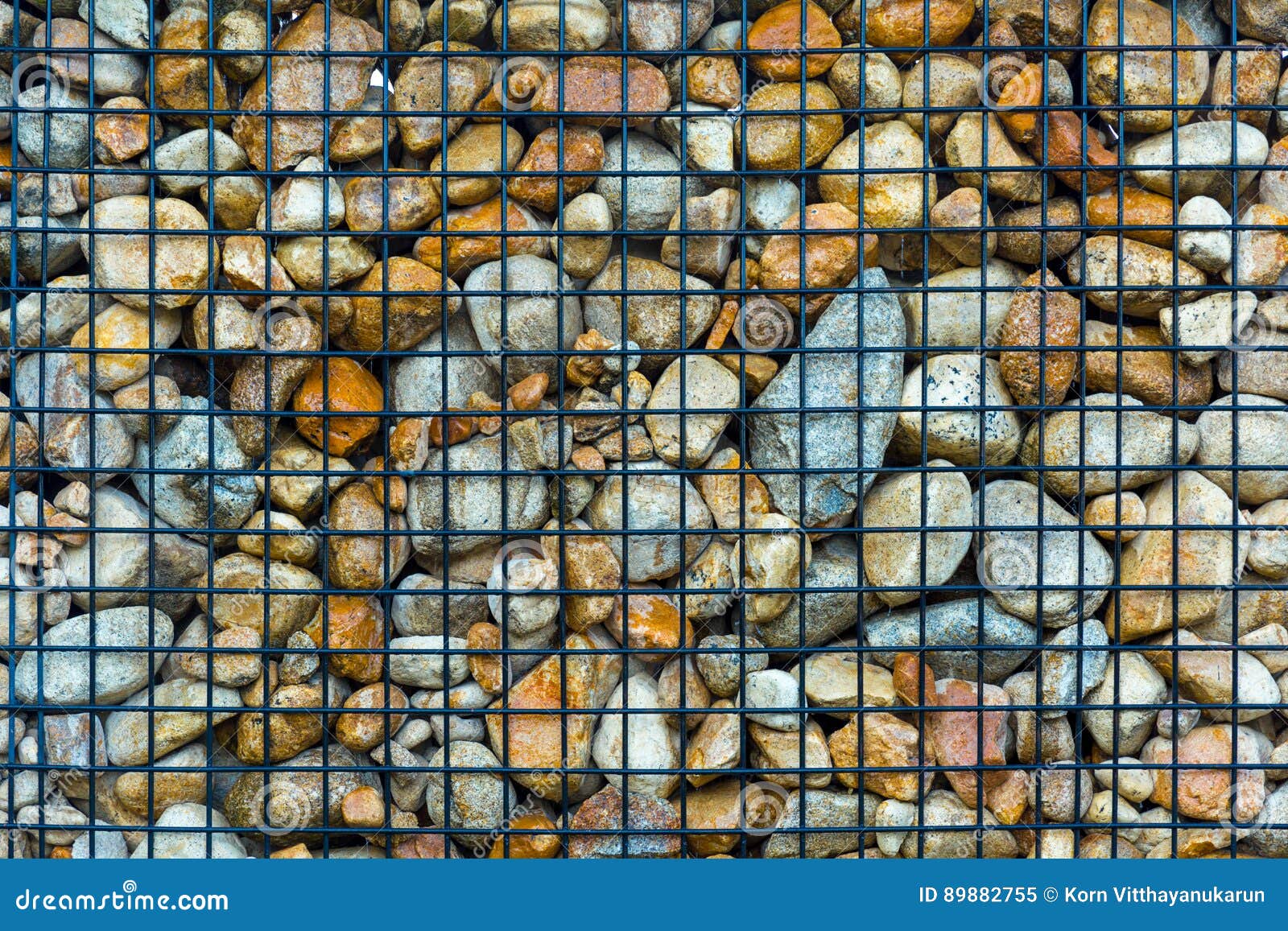 Rock Wall, Stone in the Metal Cage Stock Image - Image of fence, basket ...