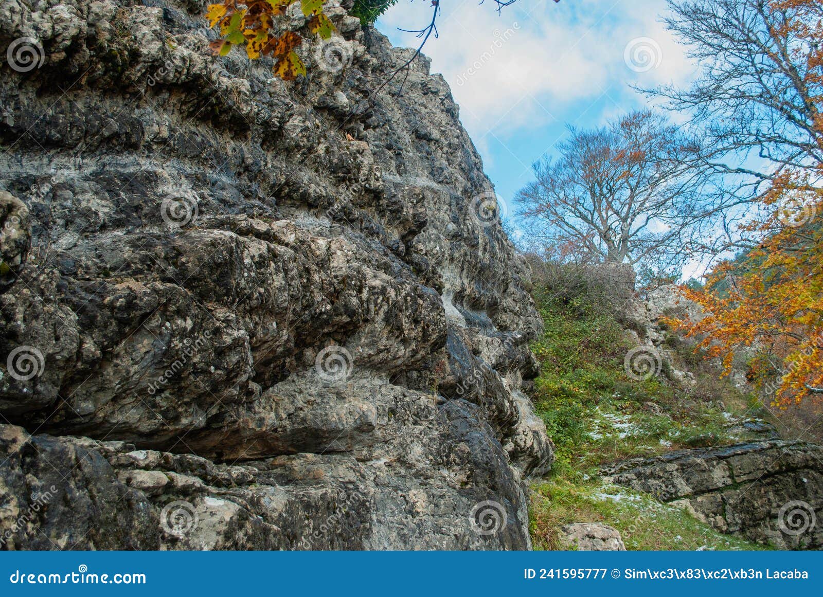 Rock Wall at the Top of the Mountain Stock Image - Image of park ...