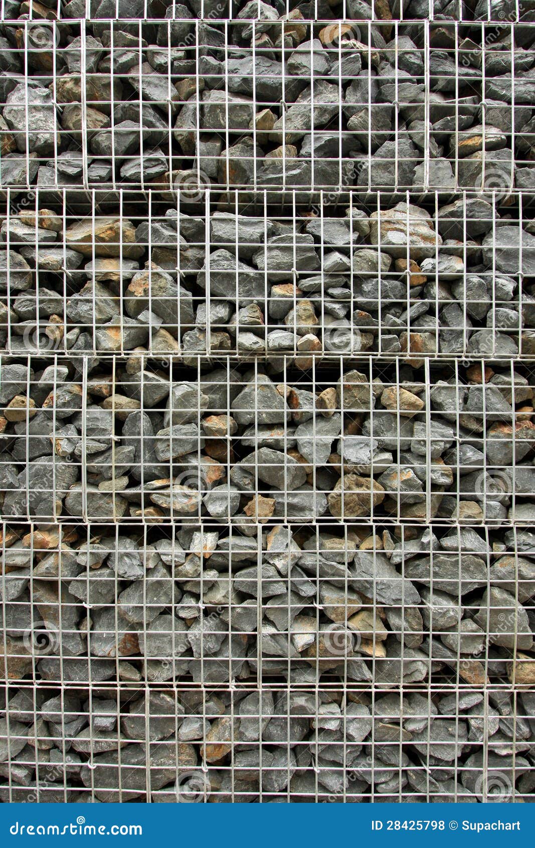 Rock Wire Mesh Retaining Wall Used To Hold Earth Or Water Back Royalty ...