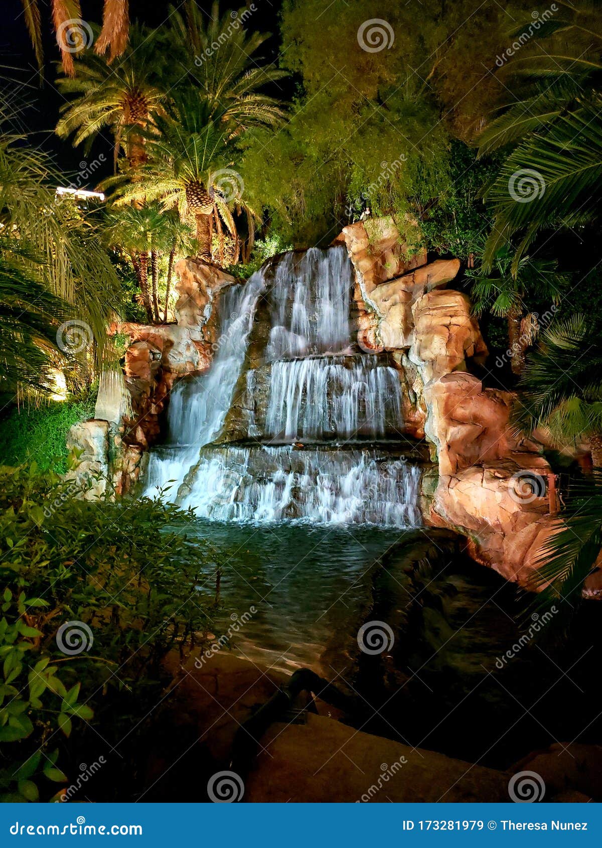 Rock Water Fall Surrounded by Trees Stock Image - Image of surrounded ...