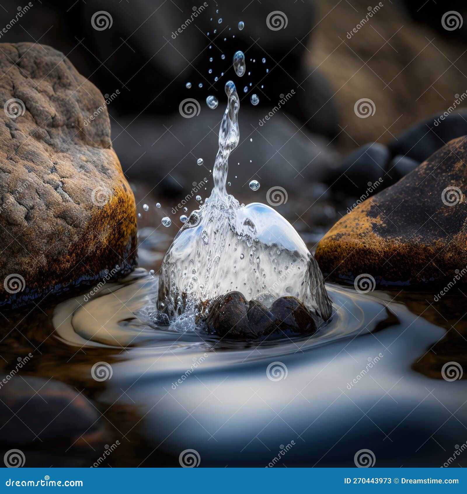A Rock in the Water with a Splash of Water on it. Stock Illustration ...
