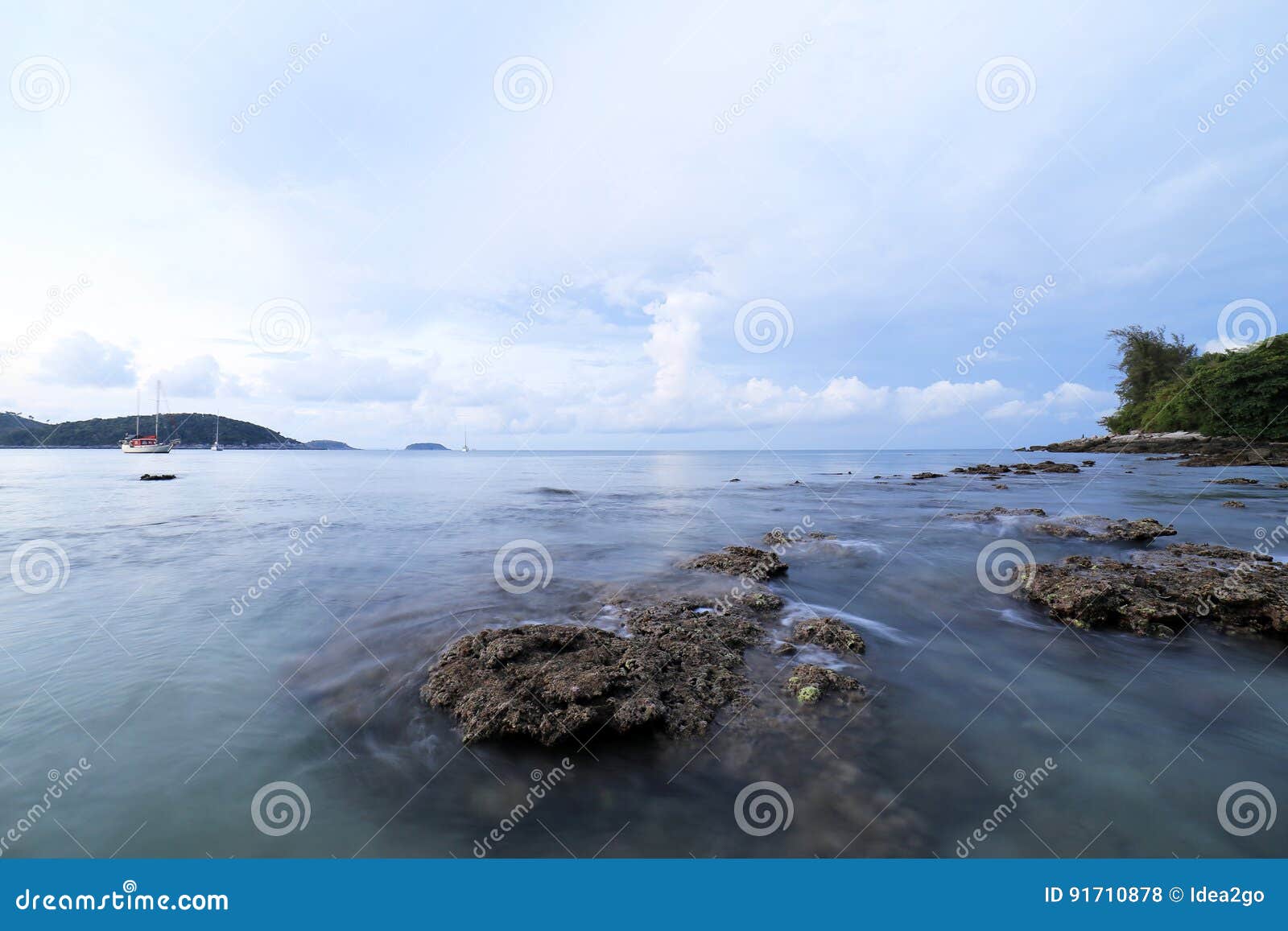 Rock and Wave on the Ao Sen Beach Phuket Stock Photo - Image of thai ...