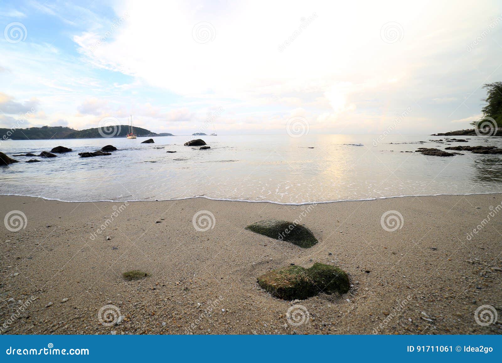Rock and Wave on the Ao Sen Beach Phuket Stock Image - Image of ...