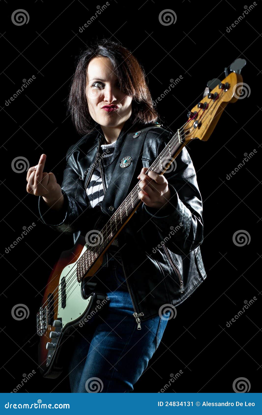 Rock Woman Bassist stock image. Image of bass, music - 24834131