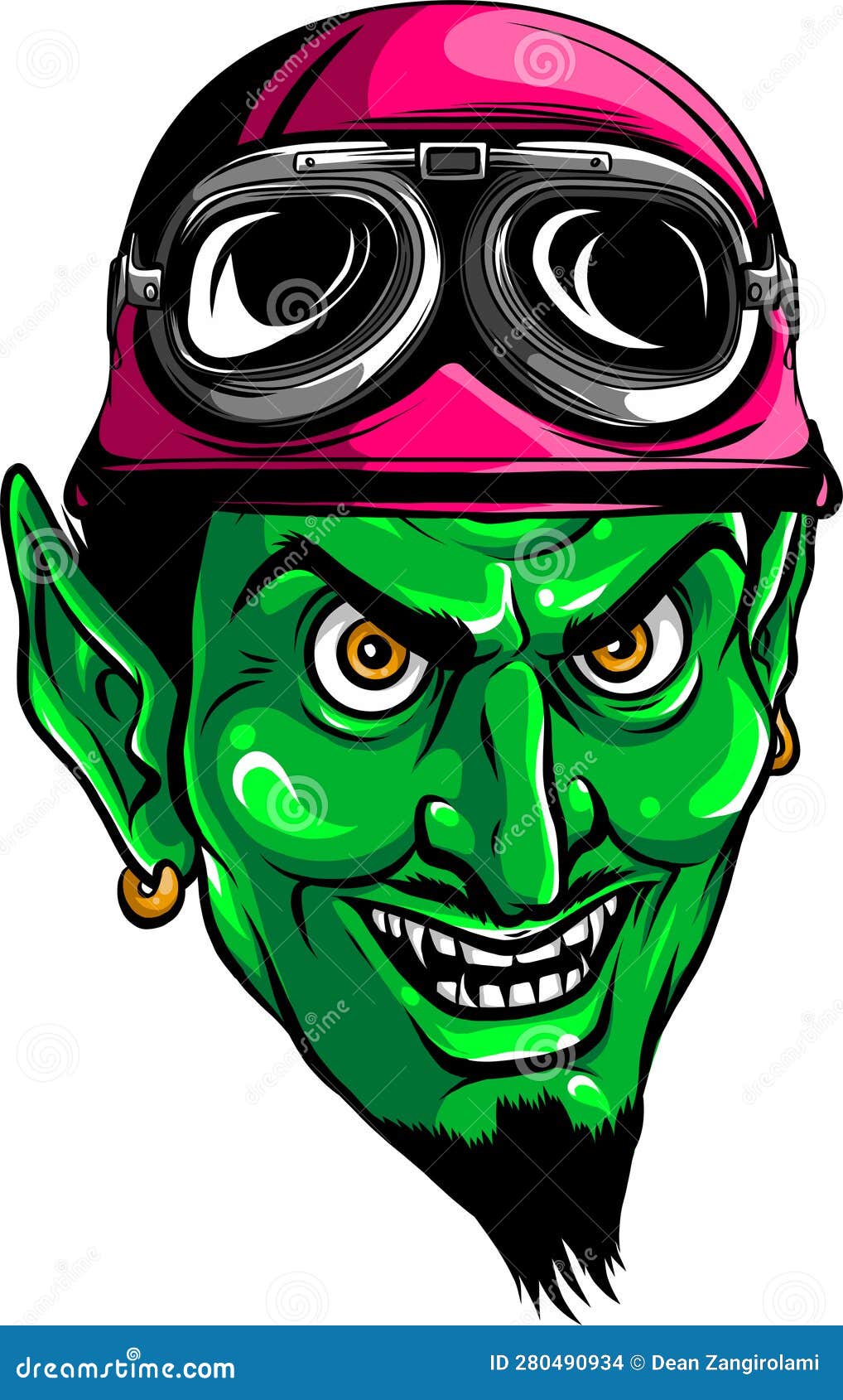 Rockabilly Devil Tattoo Vector Illustration in Full Color on White ...