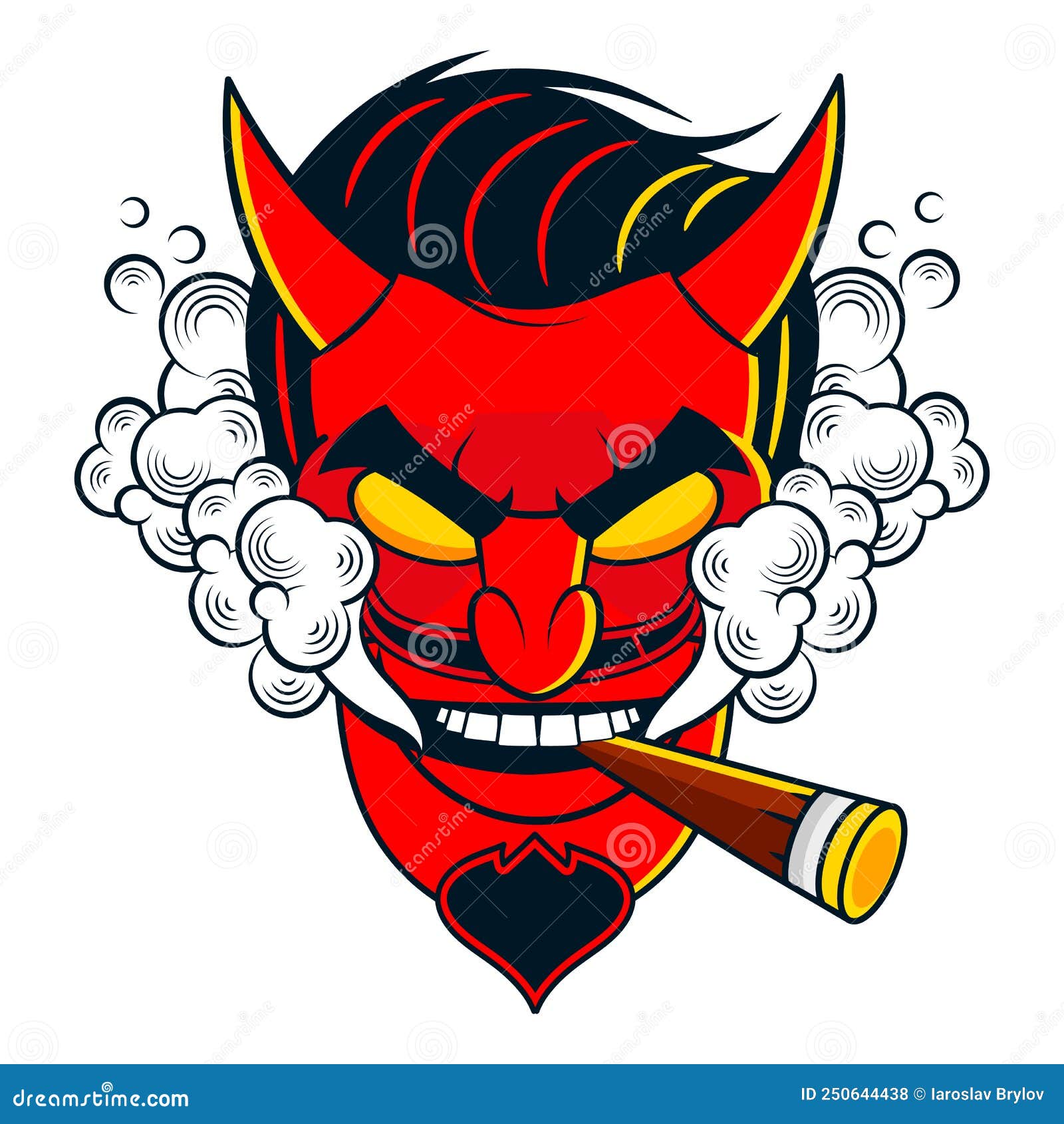 Rockabilly Devil Tattoo Vector Illustration in Full Stock Vector - Illustration of horned ...