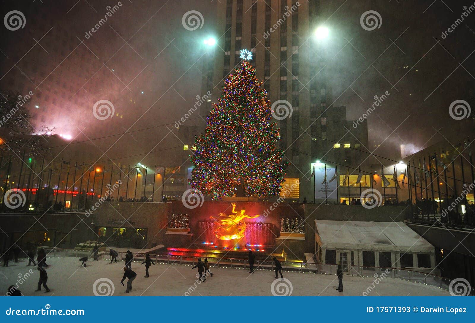 Rockefeller Center Covered in Snow Editorial Stock Photo - Image of ...