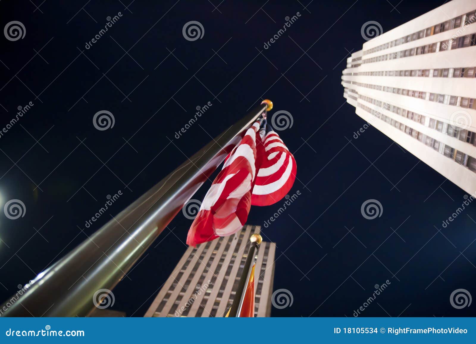 Rockefeller Center with US Flag Editorial Stock Image - Image of city ...