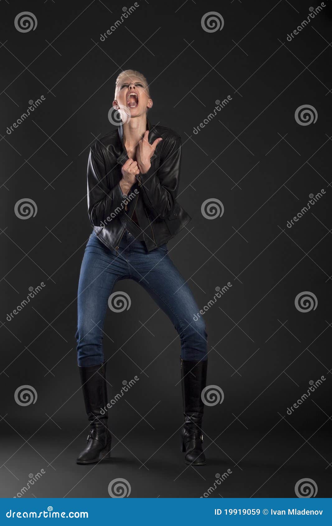Rocker blond lady yelling stock image. Image of female - 19919059