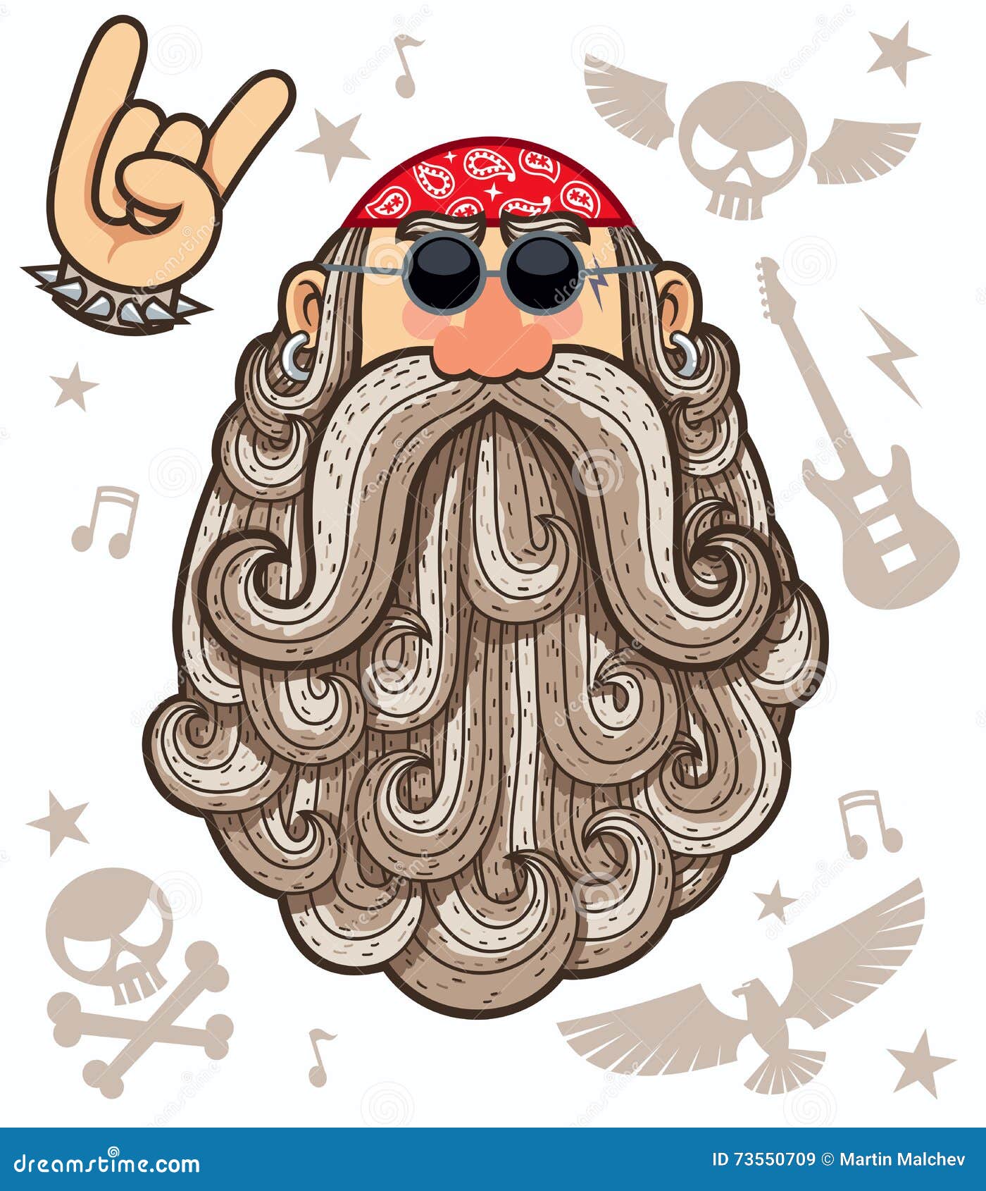 Rocker stock vector. Illustration of biker, beard, hard - 73550709