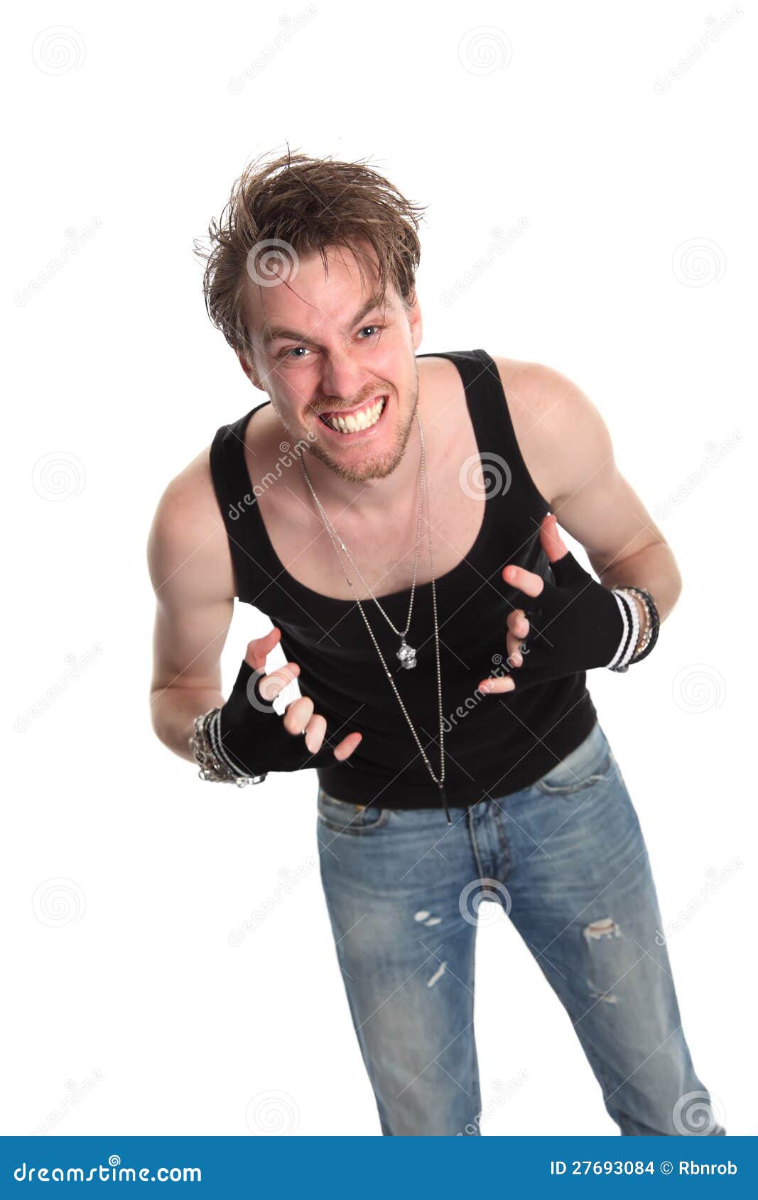 Rocker Doing the Heavy Metal Sign Stock Photo - Image of beard ...