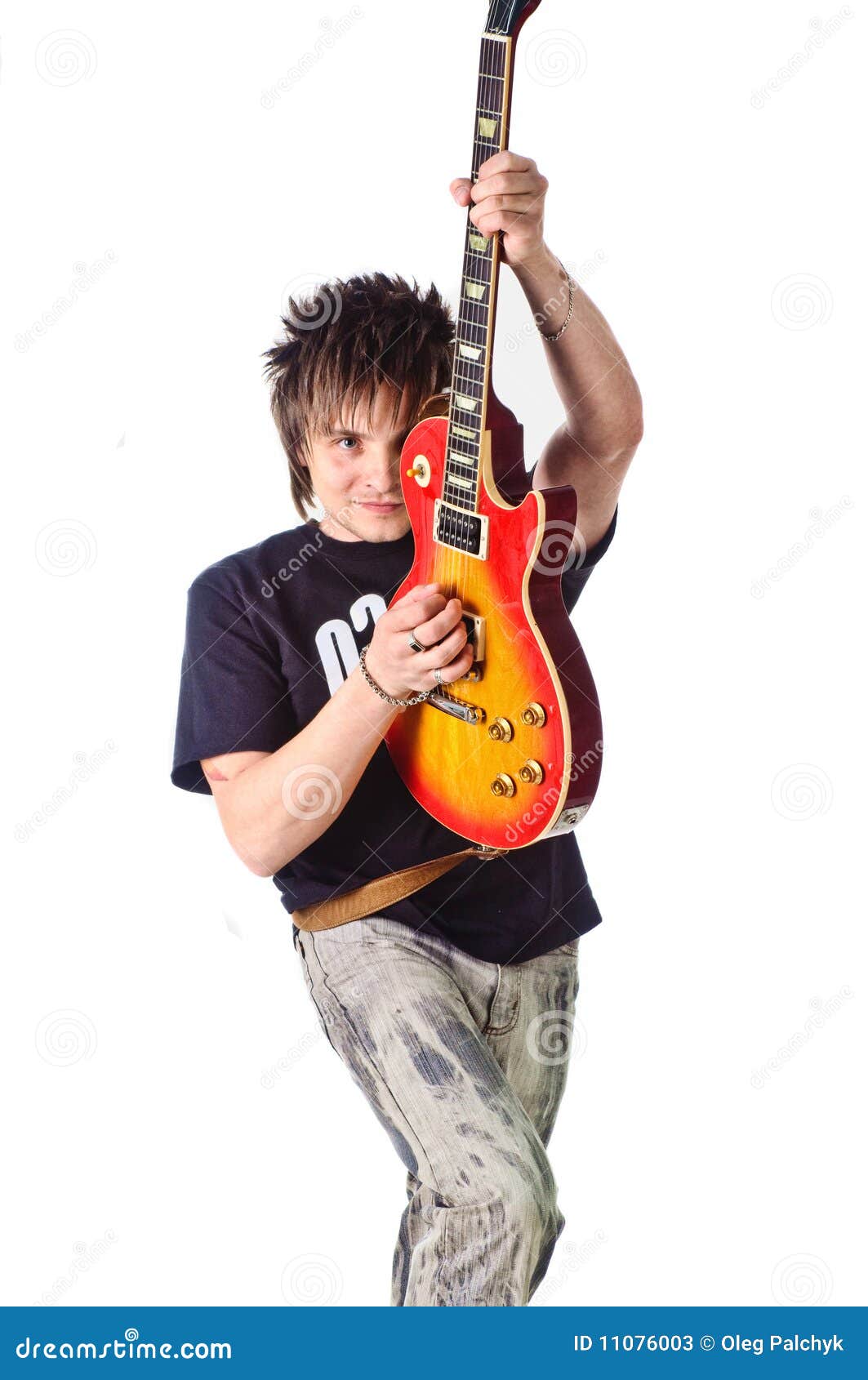 Rocker with Electric Guitar Stock Image - Image of metal, music: 11076003