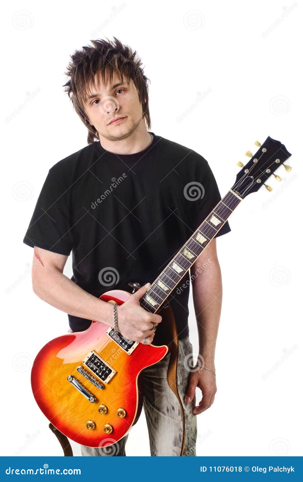 Rocker with Electric Guitar Stock Photo - Image of isolated, guitars ...