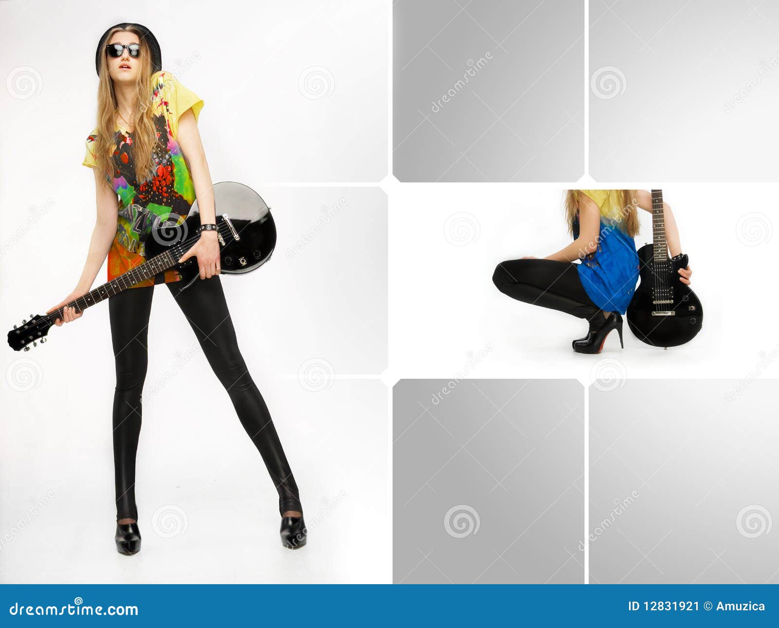 Rocker girl stock image. Image of rock, instrument, rhythm - 12831921