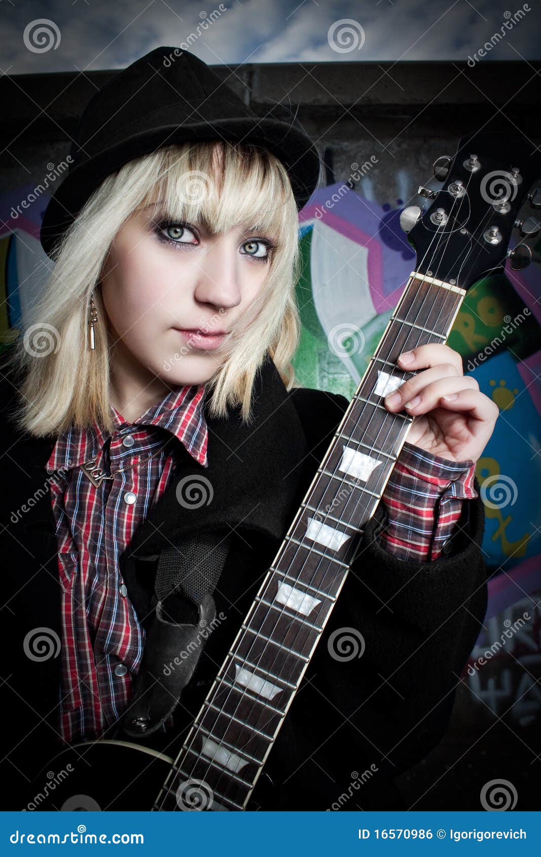 Rocker girl stock photo. Image of instrument, dark, teenager - 16570986