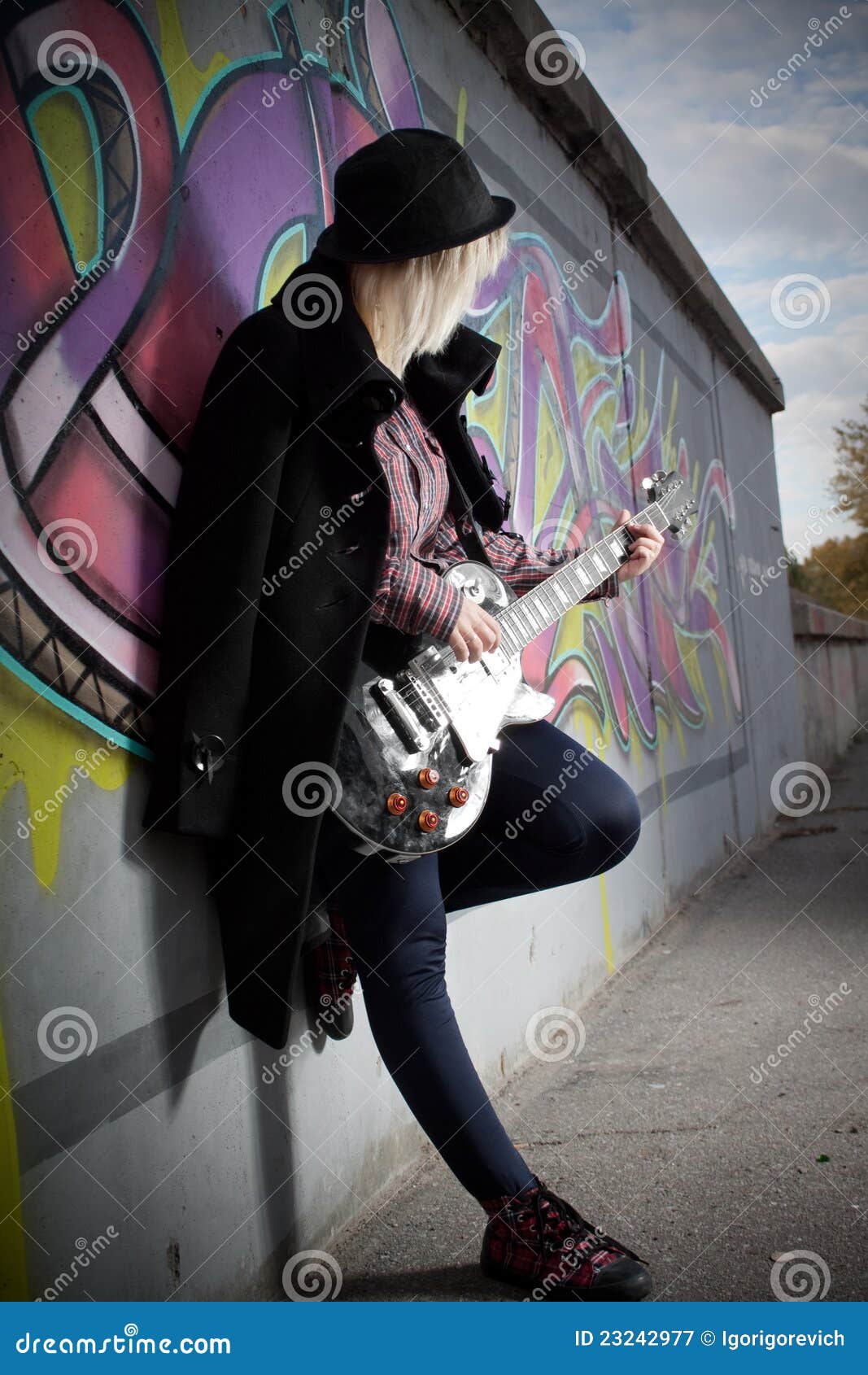 Rocker girl stock image. Image of female, girl, electric - 23242977