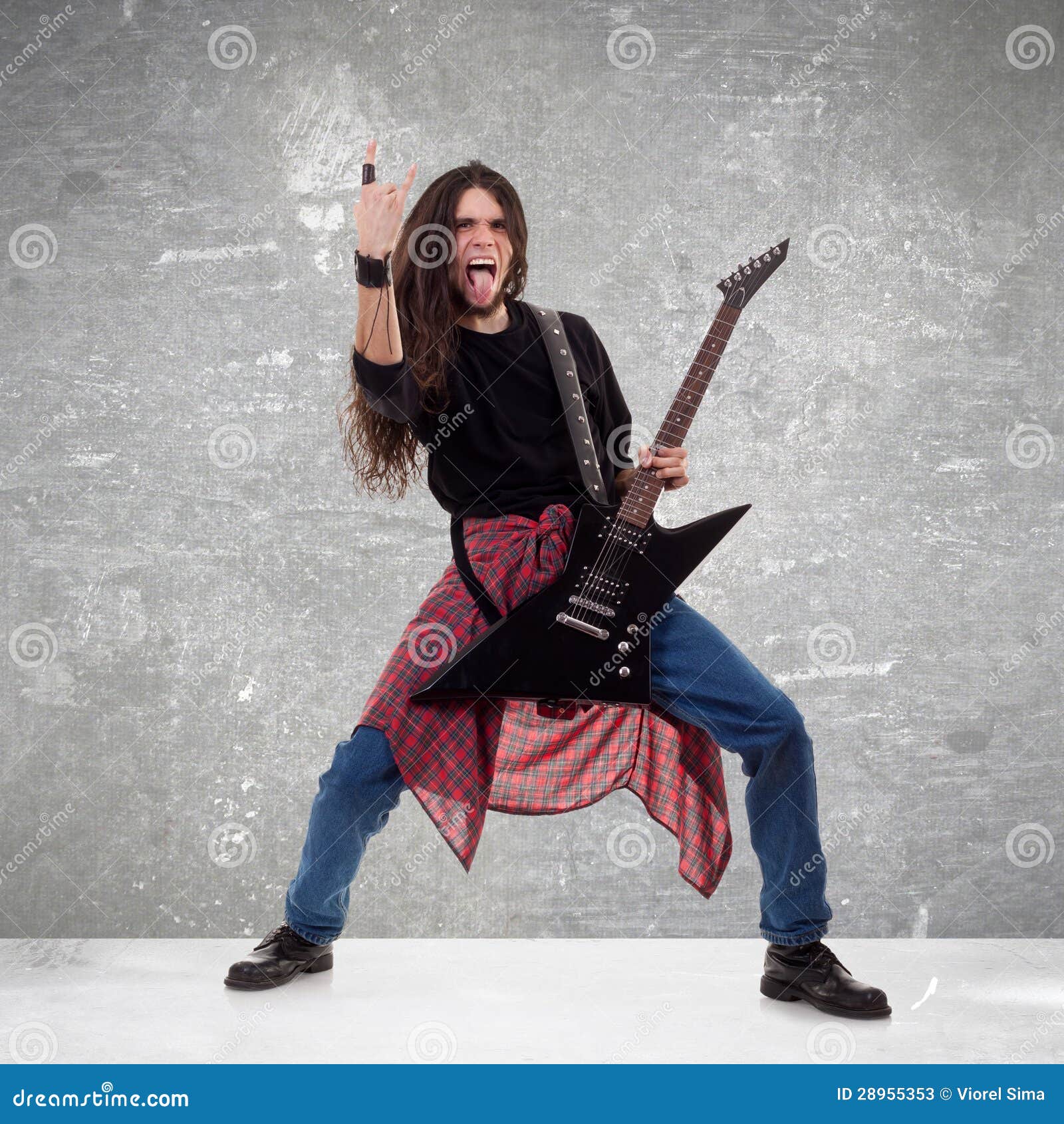 Rocker Making a Rock and Roll Gesture Stock Image - Image of guitar ...