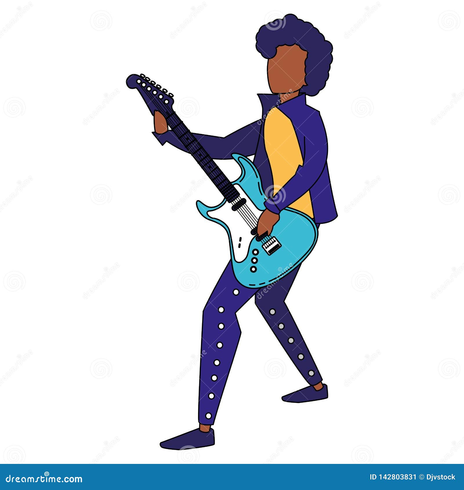 Rocker Man Playing Guitar Electric Character Stock Vector ...