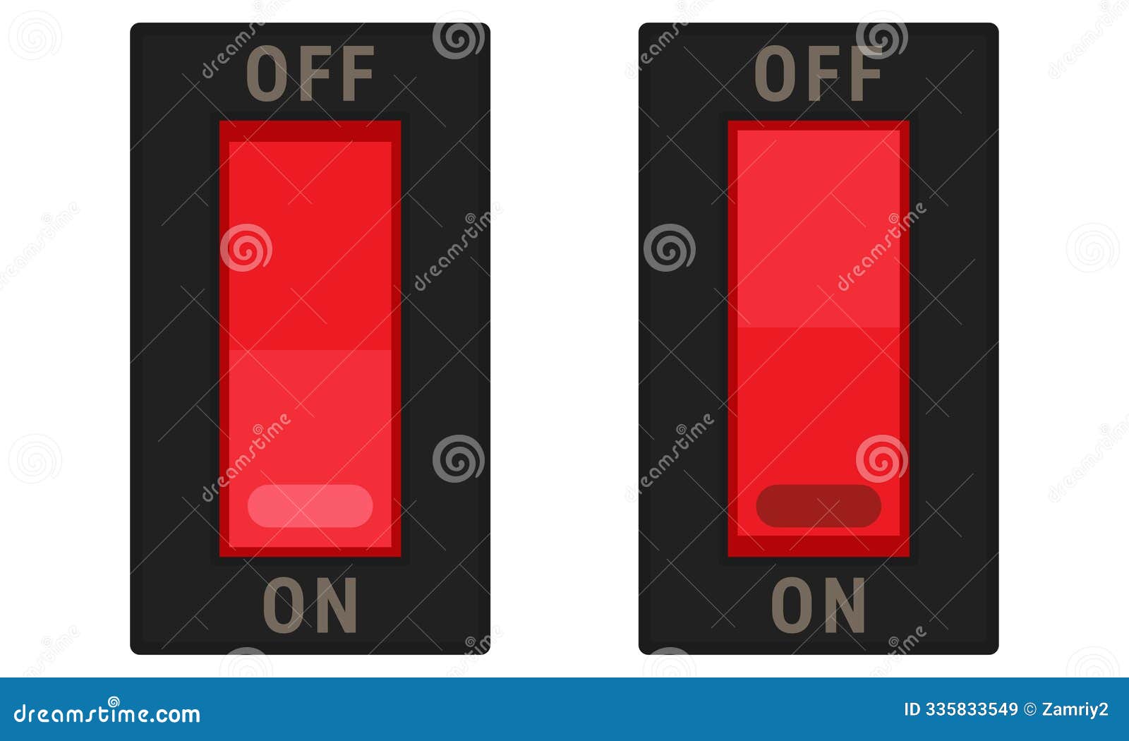Rocker Switch with Red Button and on OFF Labels Stock Illustration ...