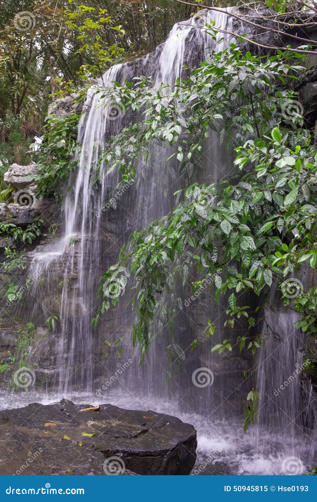 Rockery waterfall stock image. Image of chinese, stone - 50945815