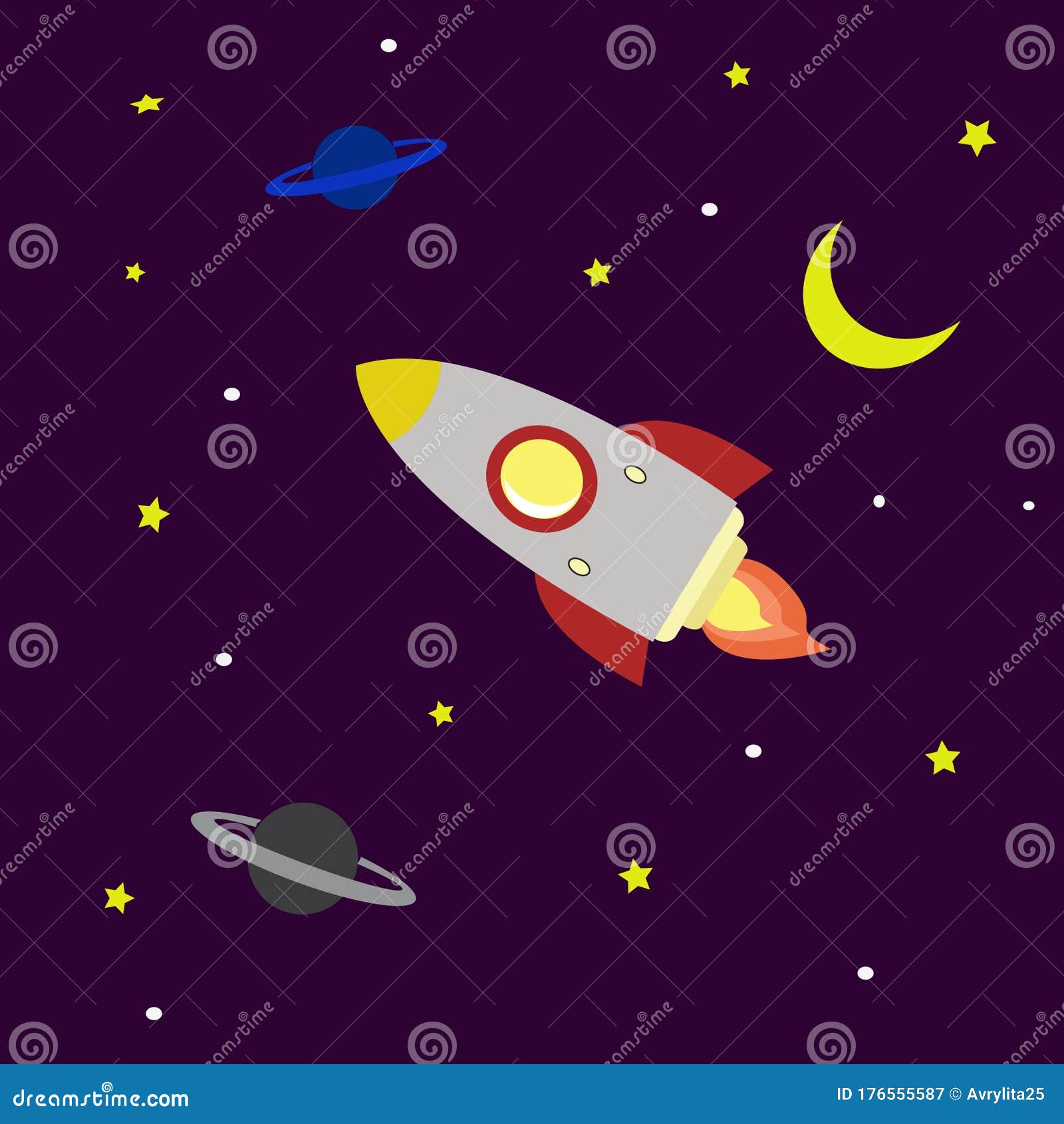 Illustration Vector Graphic of Rocket in the Sky. Good for Children ...