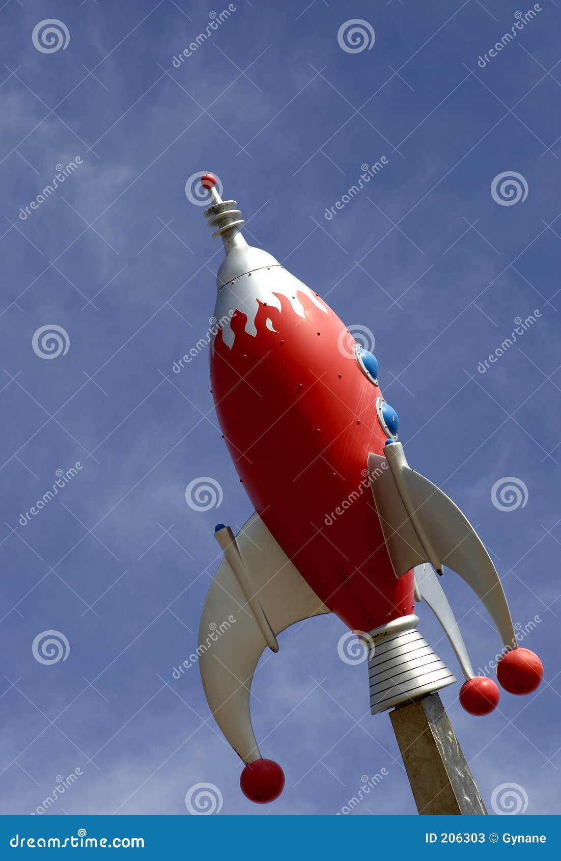 Rocket against blue sky editorial stock photo. Image of model - 206303