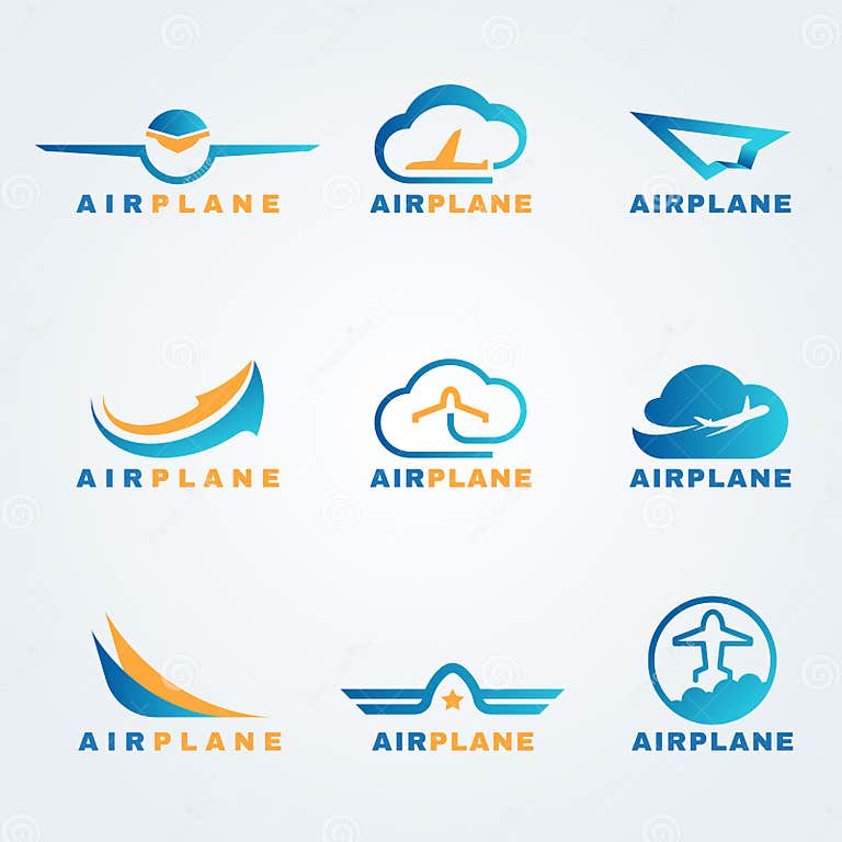 Rocket and Air Plane Logo Vector Set Design Stock Vector - Illustration ...