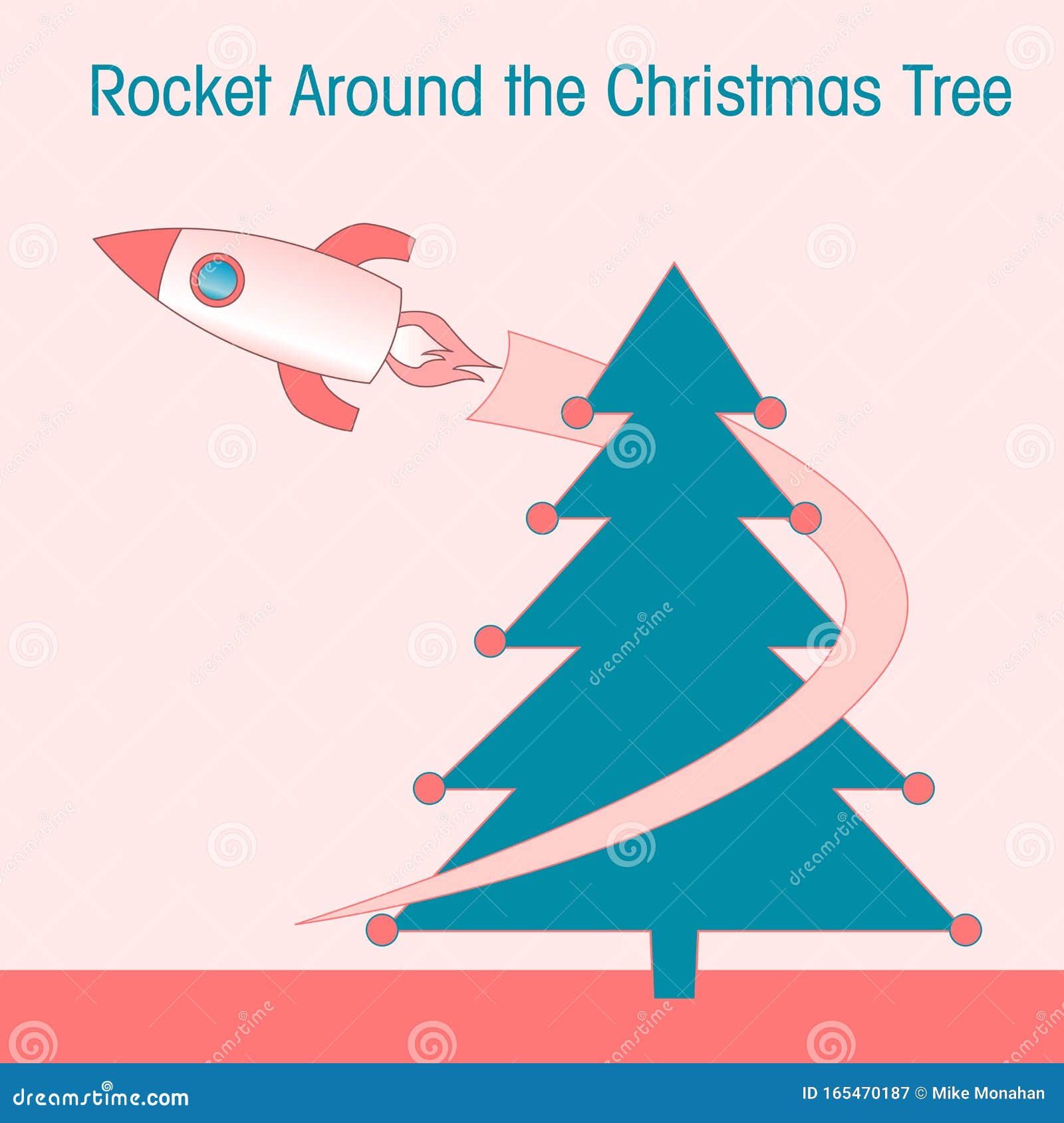 Rocket Around the Christmas Tree. Stock Vector - Illustration of ...