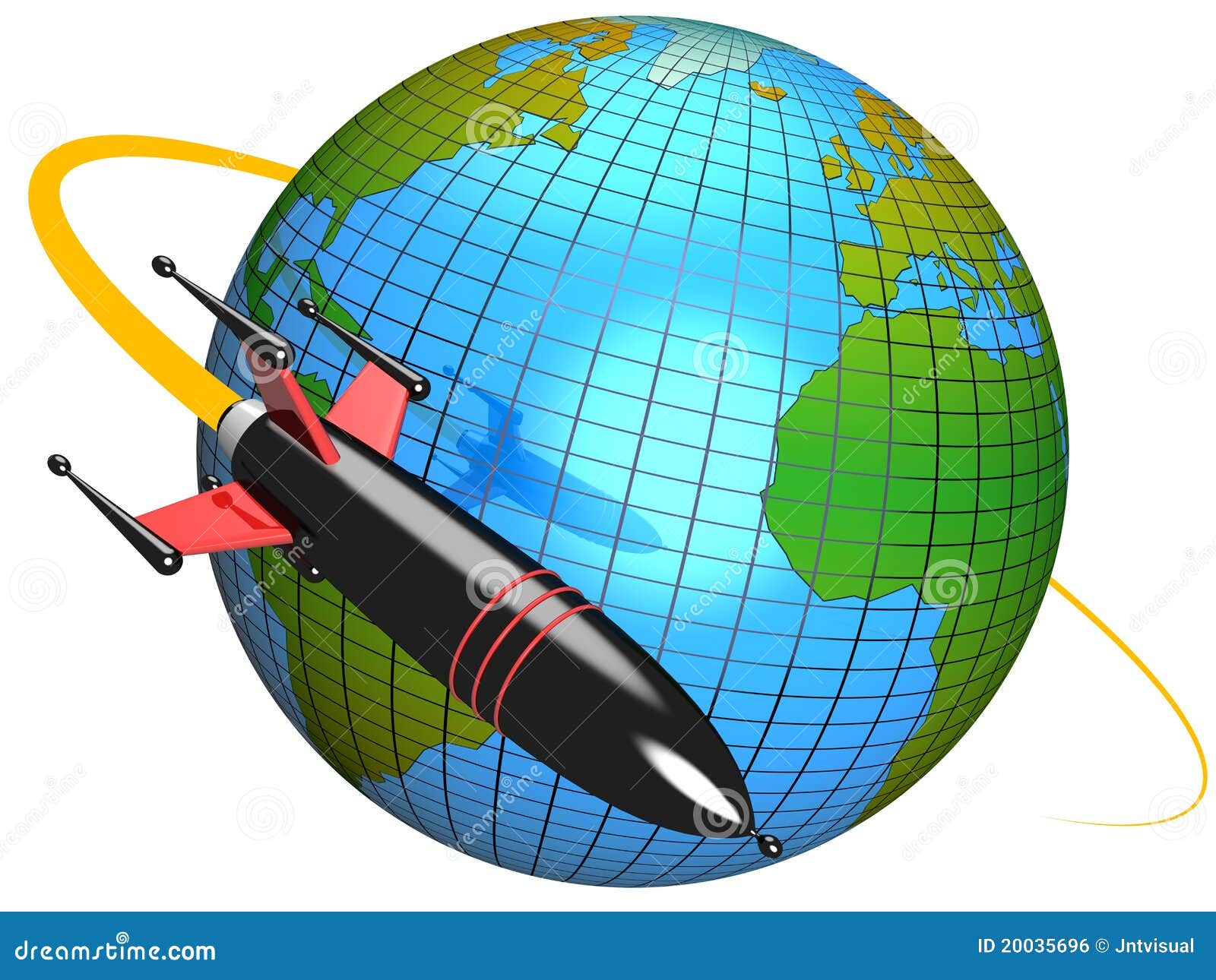 Rocket around the Earth stock illustration. Illustration of background ...