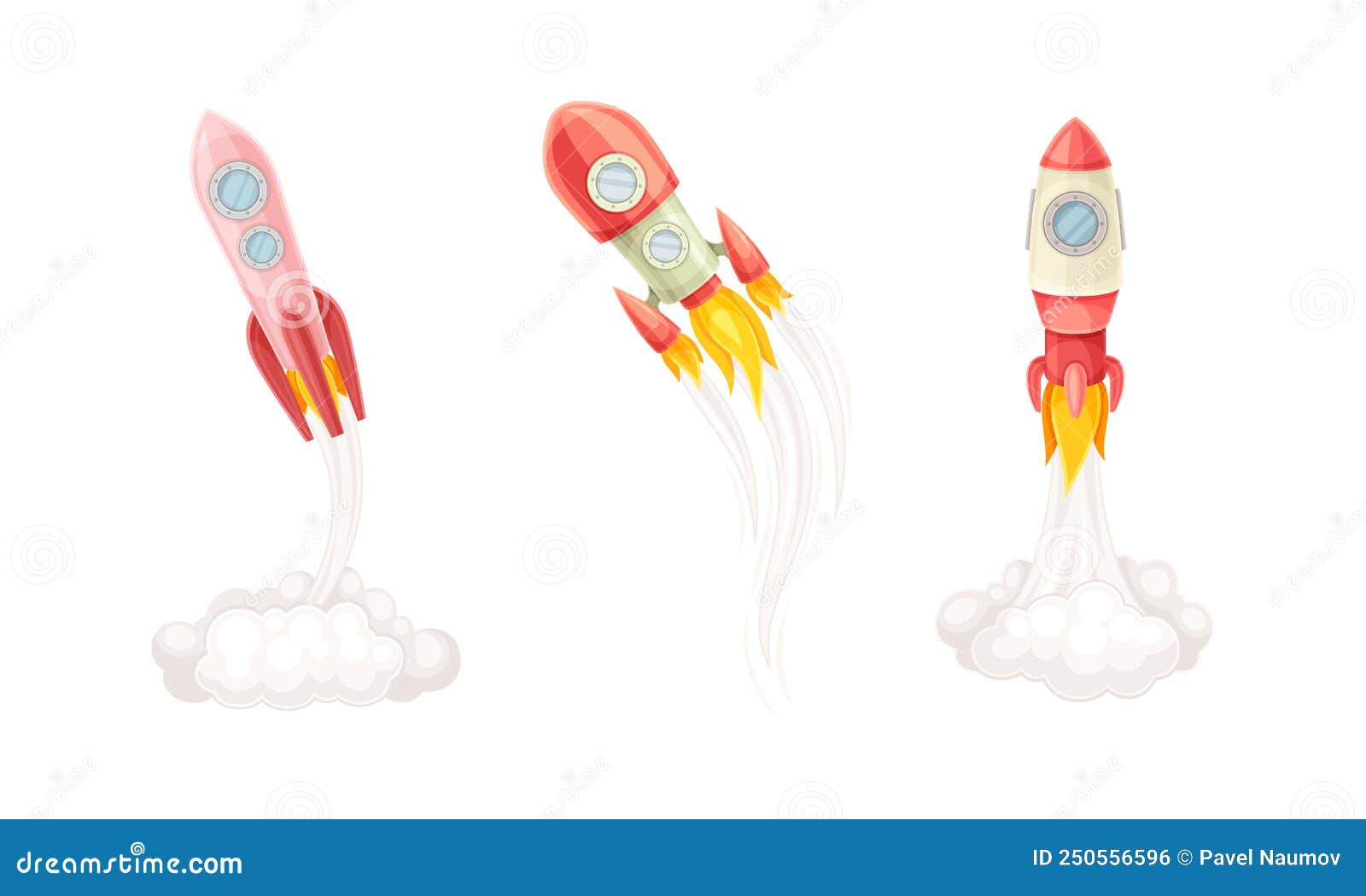Rocket As Spacecraft with Engine Exhaust Launching and Flying in Space ...