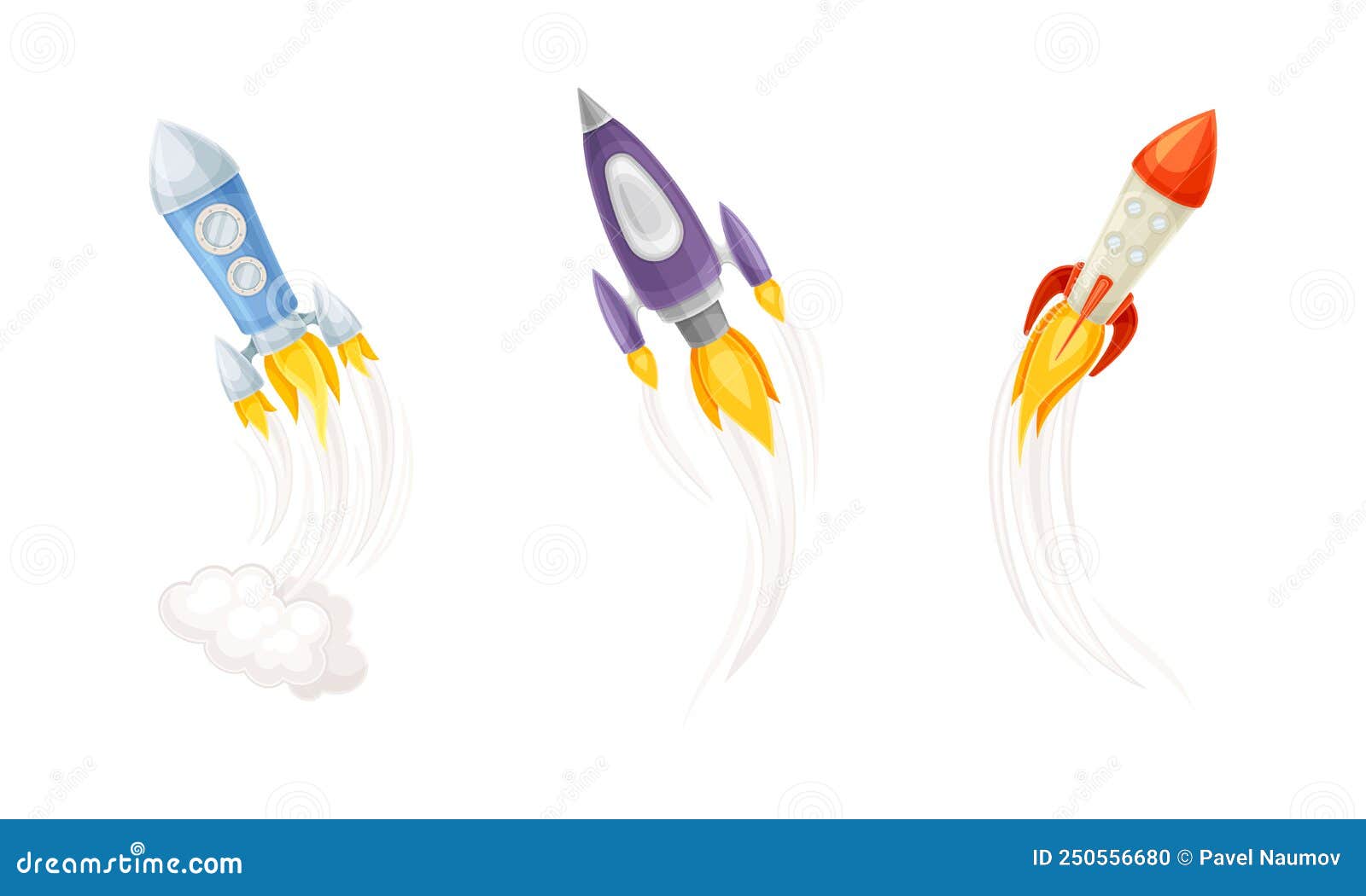 Rocket As Spacecraft with Engine Exhaust Launching and Flying in Space ...