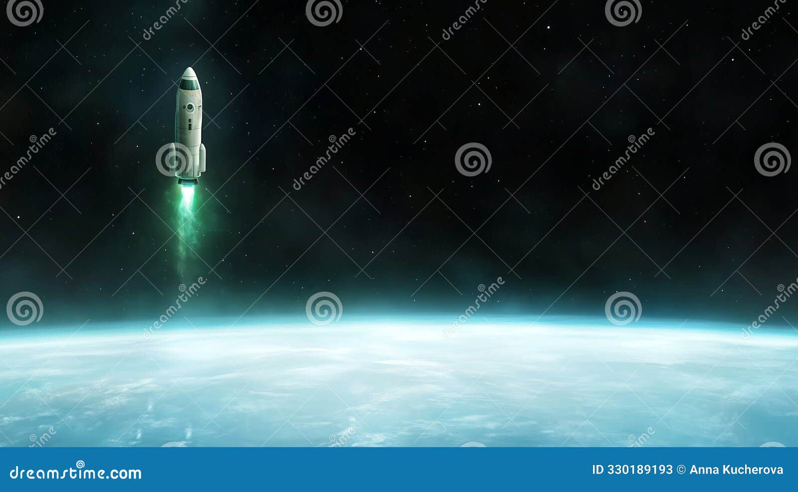 Rocket Ascending from Earth into Space Stock Illustration ...