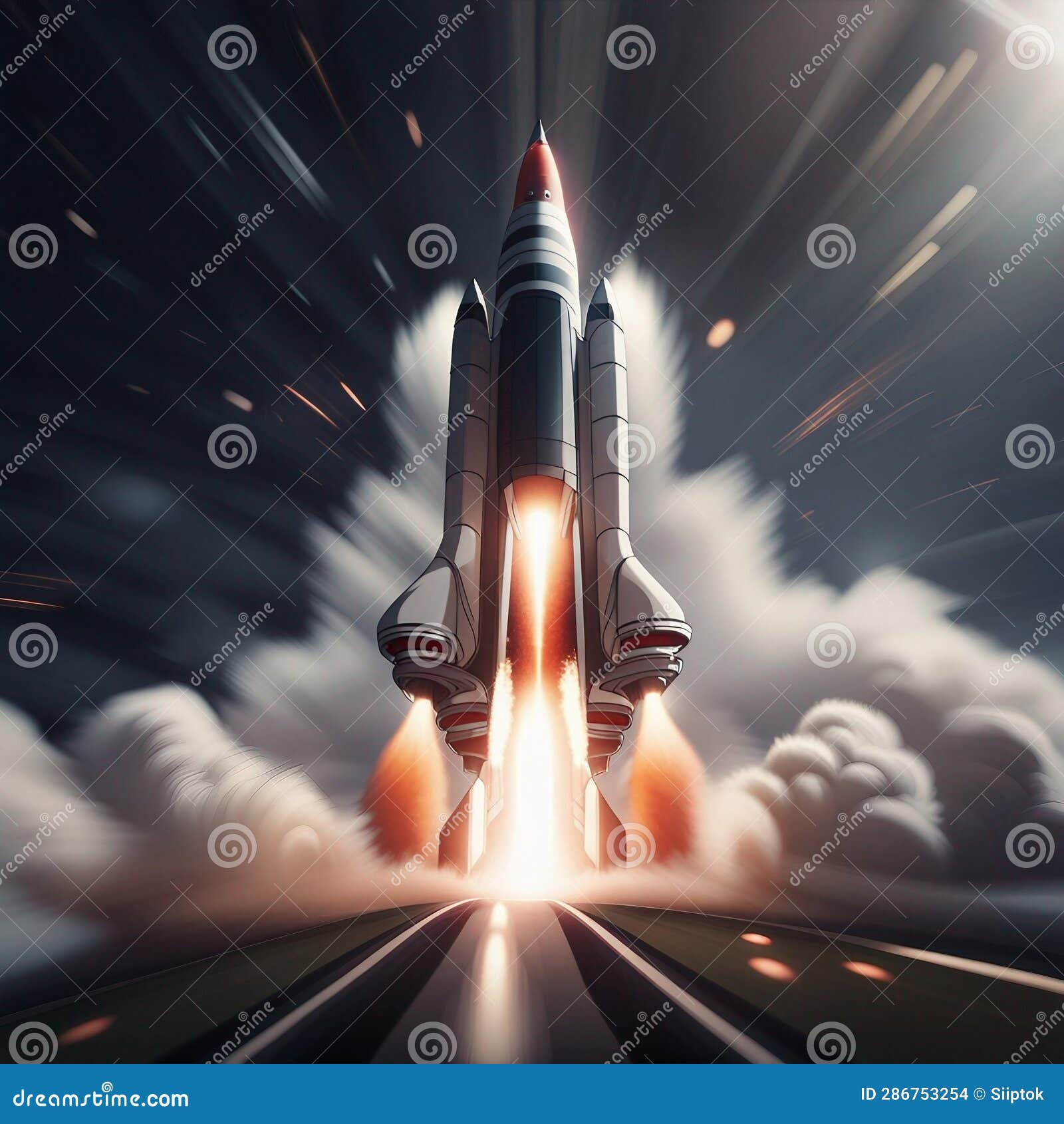 Rocket Background Flying at High Speed Stock Illustration ...