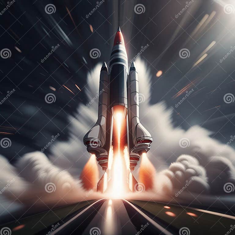 Rocket Background Flying at High Speed Stock Illustration ...