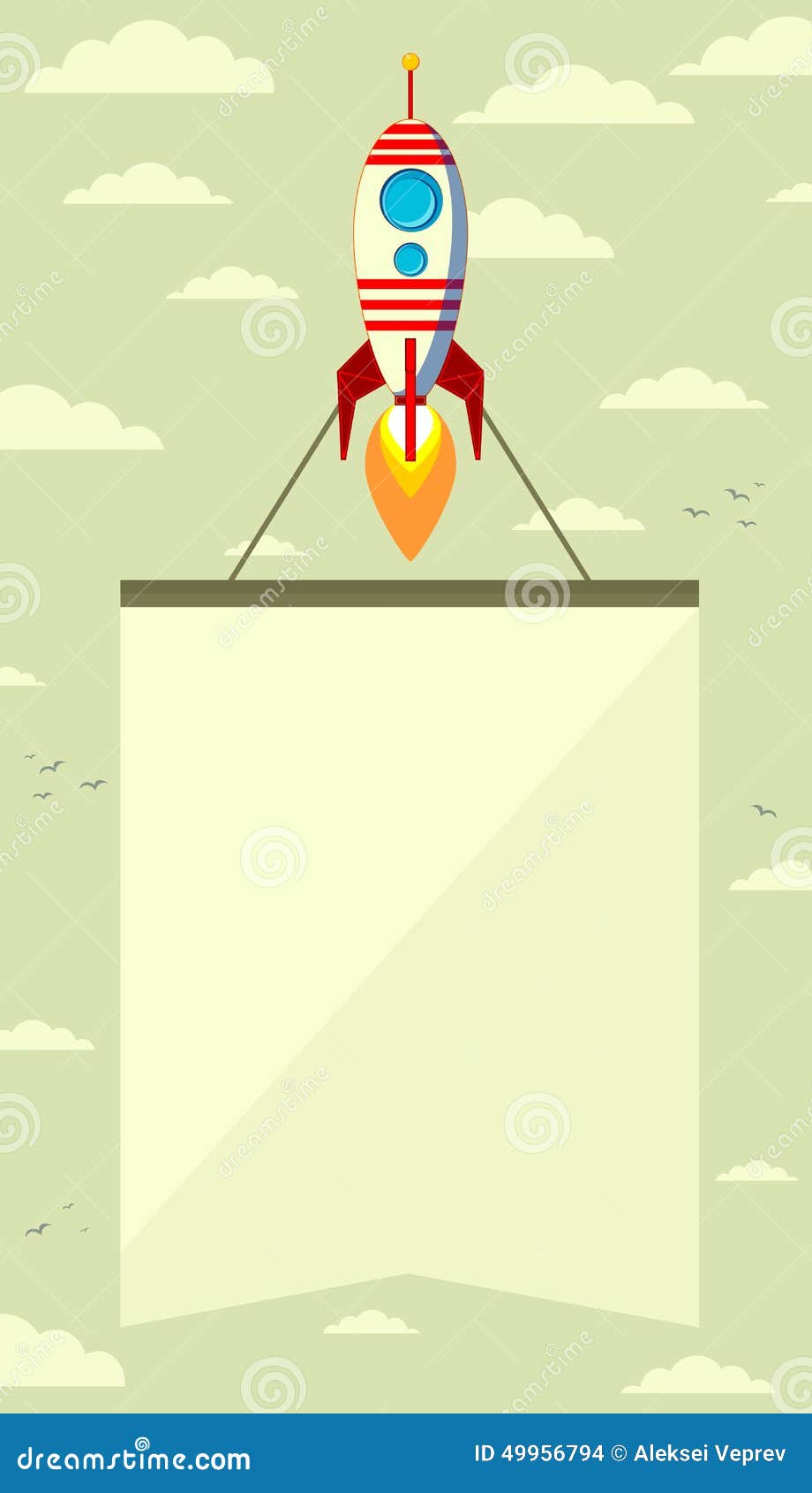 Rocket with a Banner in the Sky, Vector Stock Vector - Illustration of ...