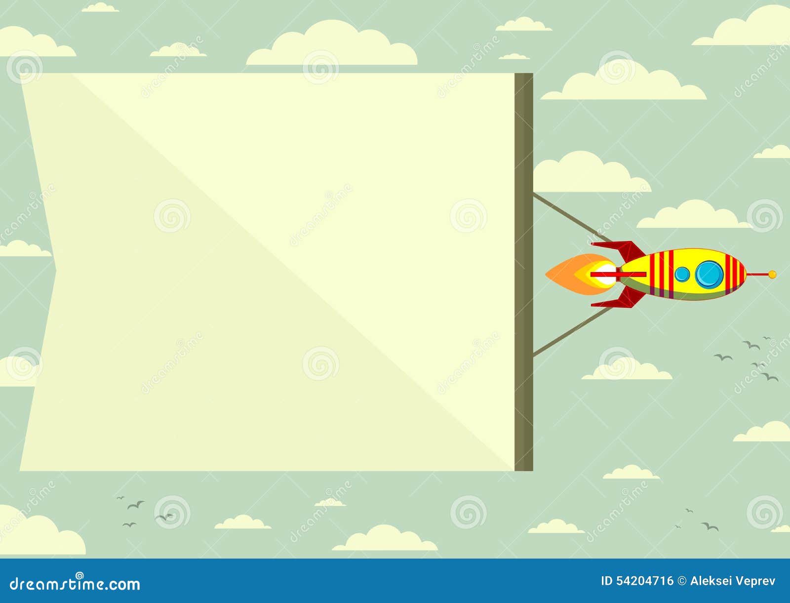 Rocket with a Banner in the Sky, Vector Stock Vector - Illustration of ...